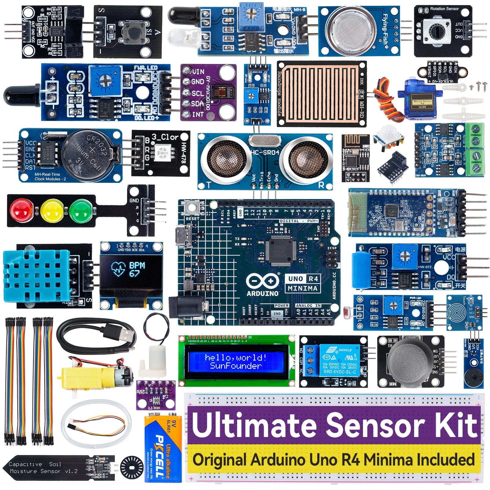 Sunfounder Ultimate Sensor Kit With Original Arduino Uno R4 Minima