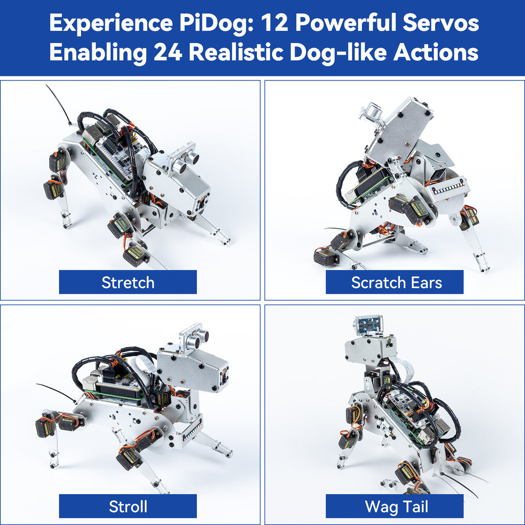 SunFounder PiDog AI Robot Dog Kit for Raspberry Pi 4/3B+/3B/Zero 2W, C
