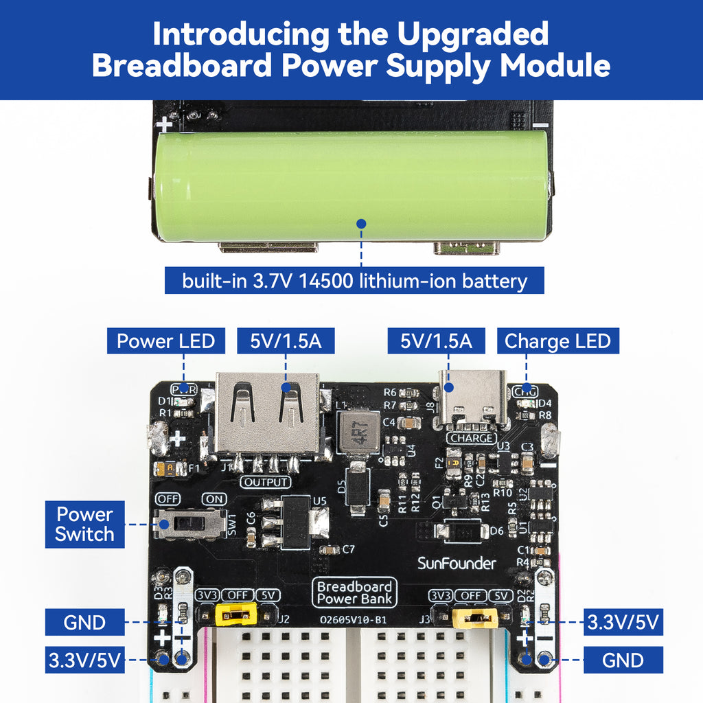 SunFounder BreadVolt Breadboard Power Supply Module Compatible with Ar