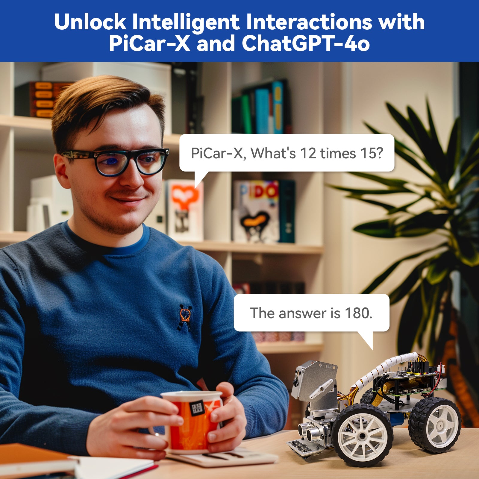 SunFounder Picar-X AI Video Robot Car Kit for Raspberry Pi 5/4/3B+/3B, ChatGPT-4o Enabled with ...