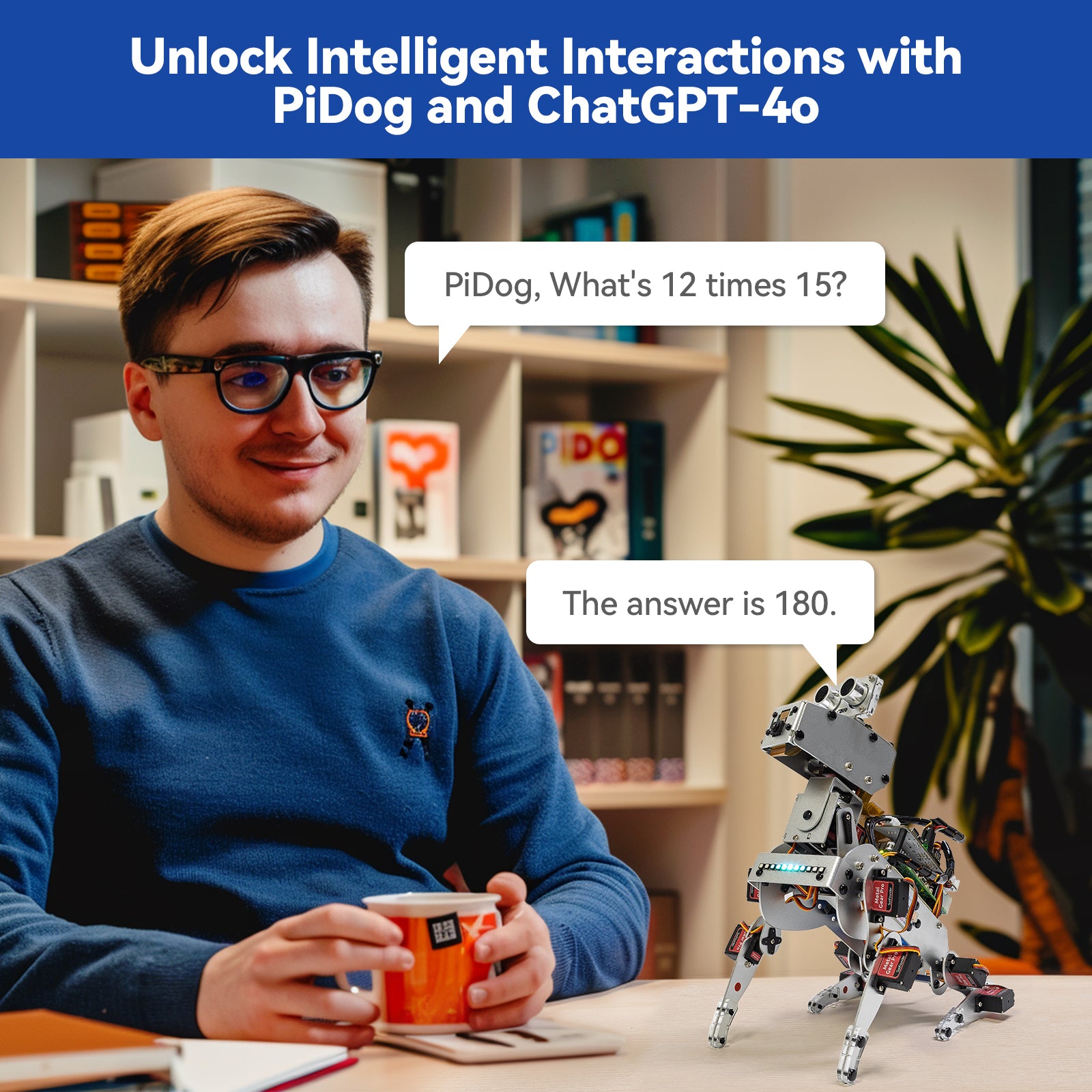 SunFounder PiDog AI Robot Dog Kit for Raspberry Pi 5/4/3B+/3B/Zero 2W, ChatGPT-4o Enabled with ...