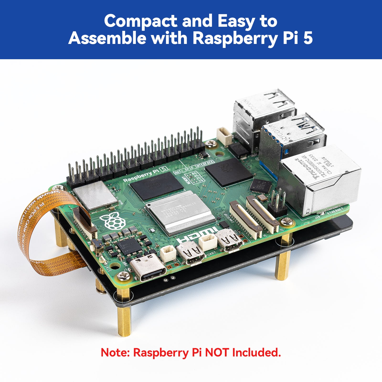 SunFounder Dual NVMe Raft for Raspberry Pi 5 PCIe Gen 2.0 to M.2 HAT ...
