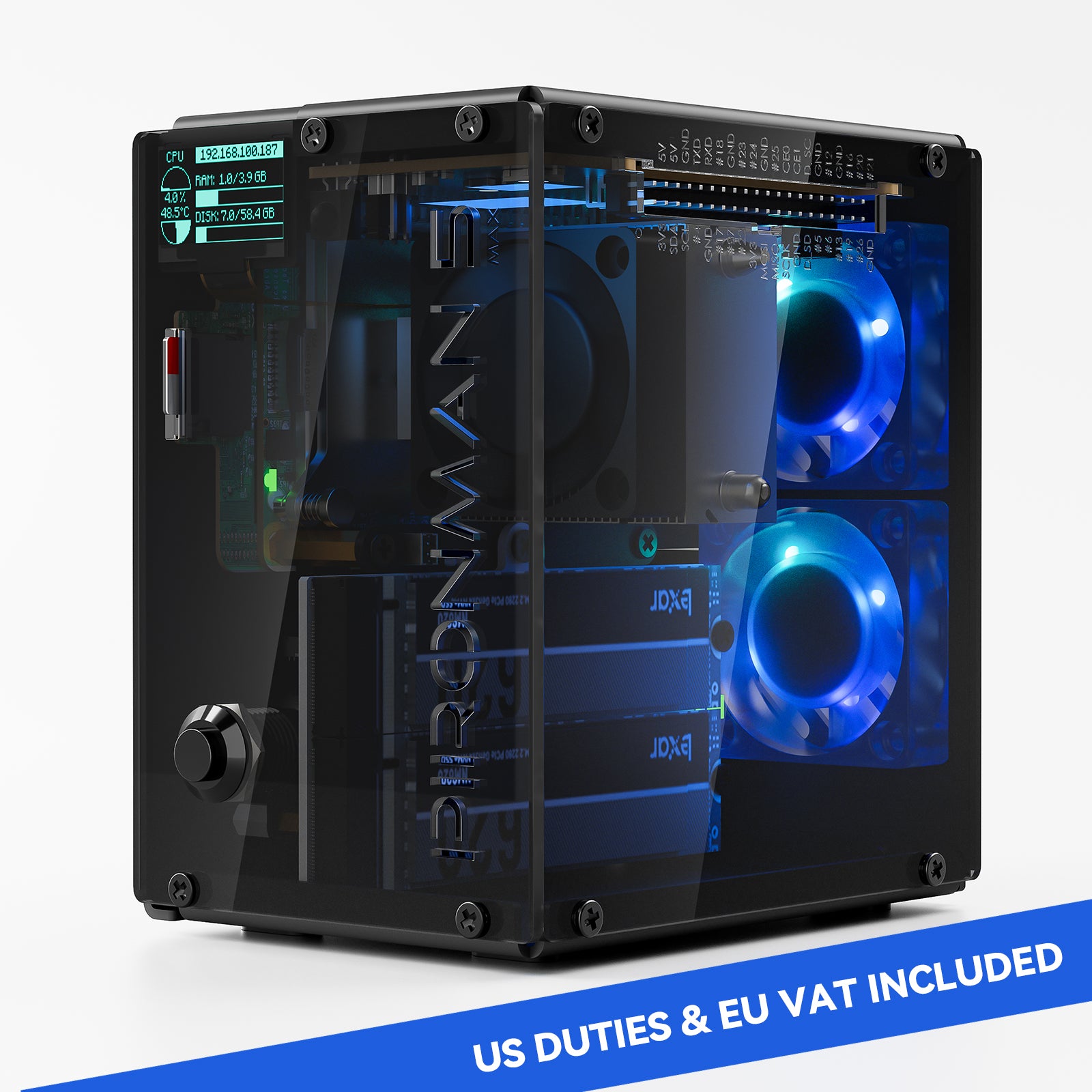 Pironman 5-MAX Dual NVMe M.2 SSD PCIe PC Case for Raspberry Pi 5 NAS ...