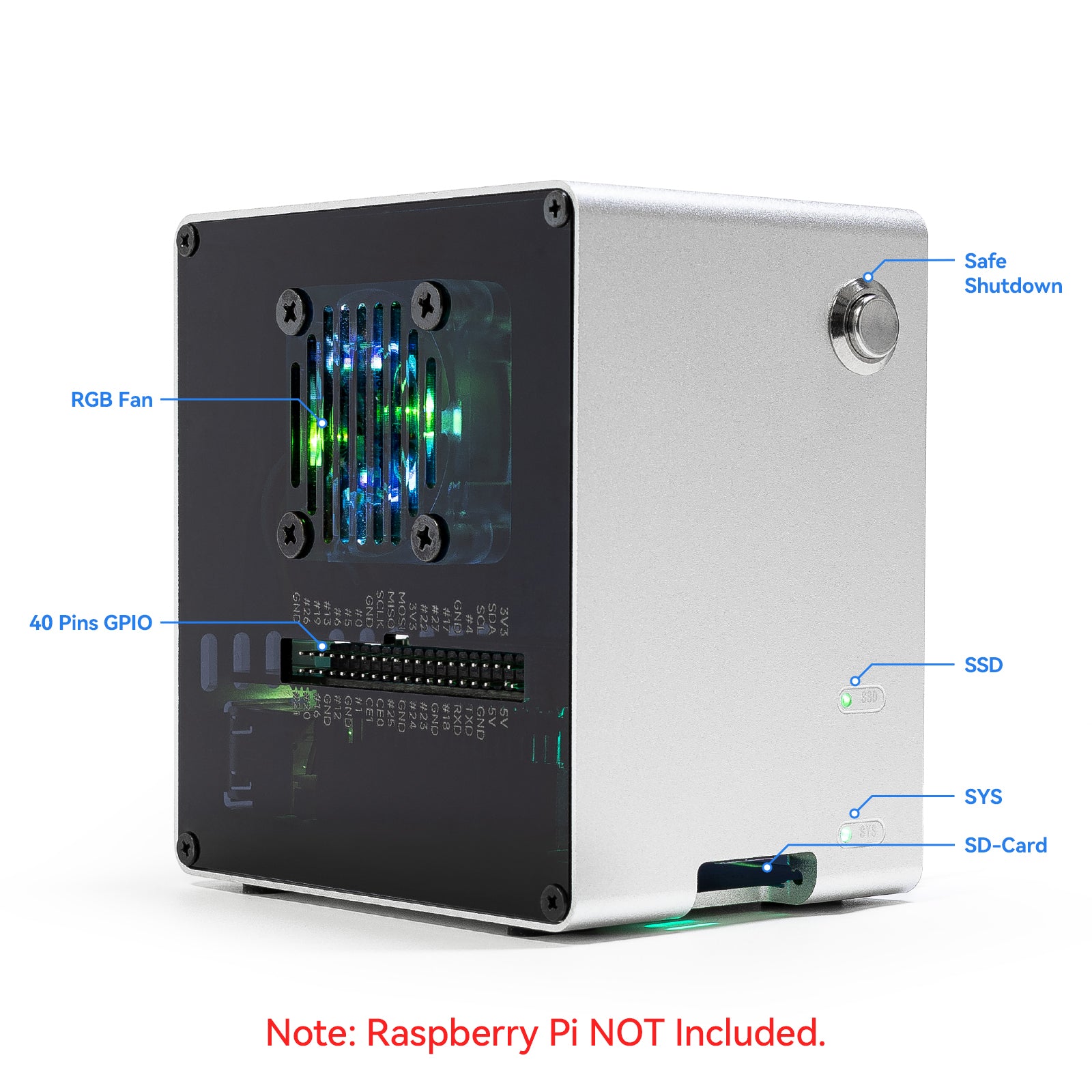 Pironman 5-Mini NVMe M.2 SSD PCIe Mini PC Case for Raspberry Pi 5 2/4/8 ...