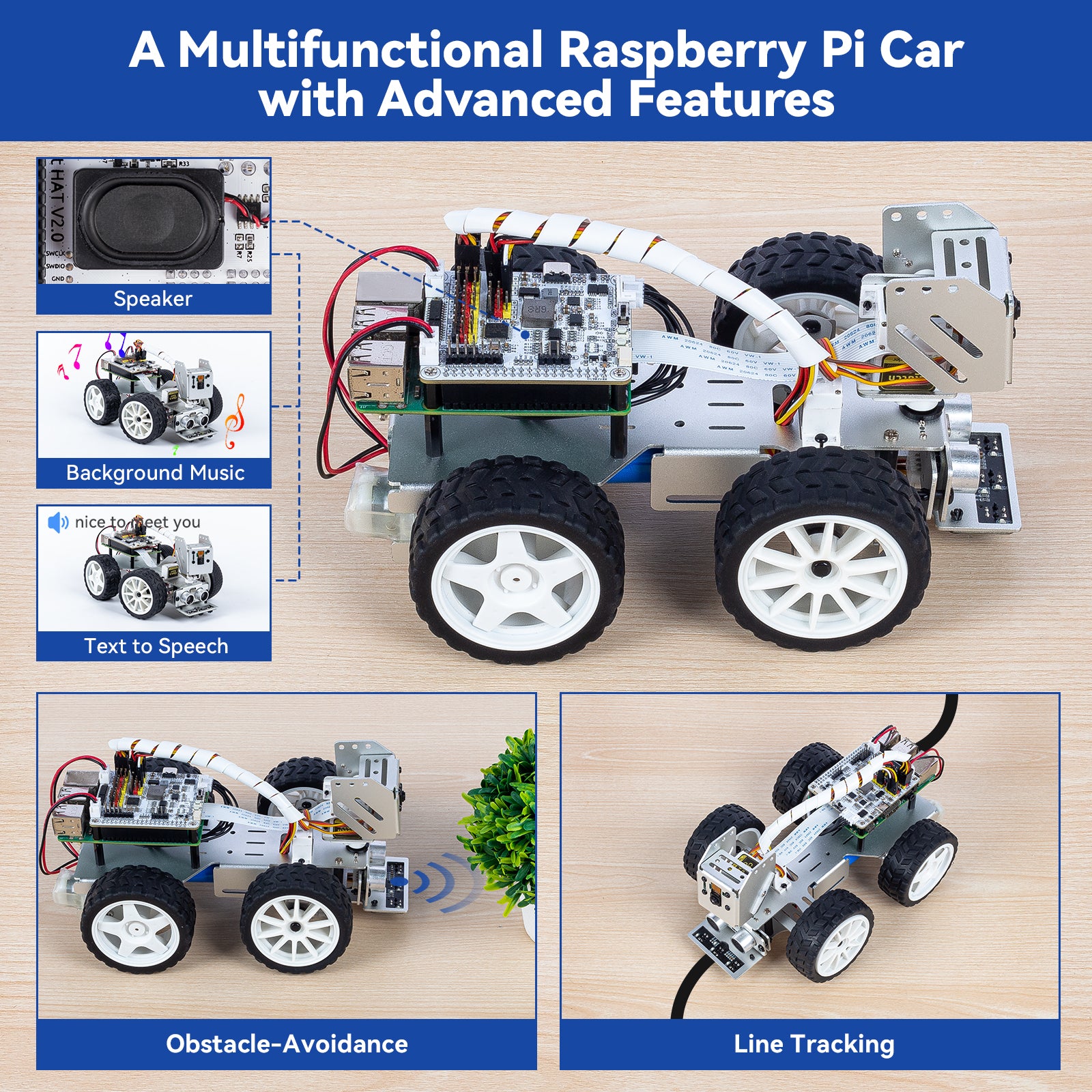 SunFounder Smart Video Robot Car for Raspberry Pi ,with remote control