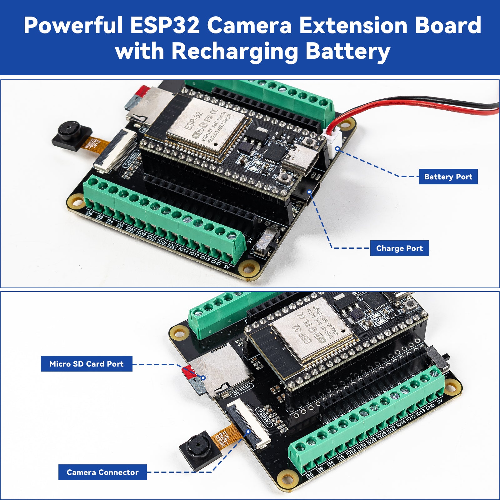 SunFounder ESP32 Ultimate Starter Kit with Battery & ESP32 Board, RoHS ...