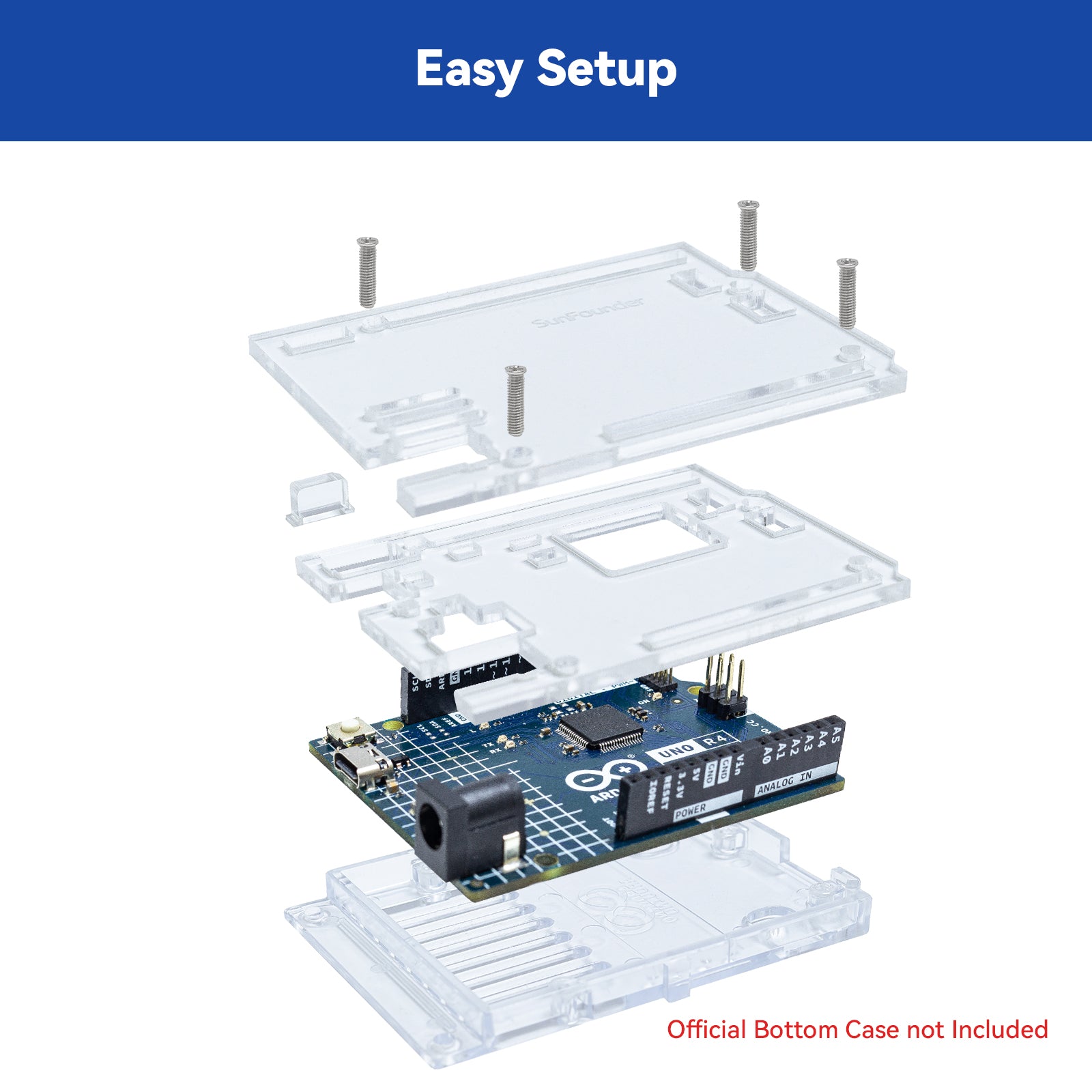 SunFounder Transparent Acrylic Case Compatible with Arduino UNO R4 ...