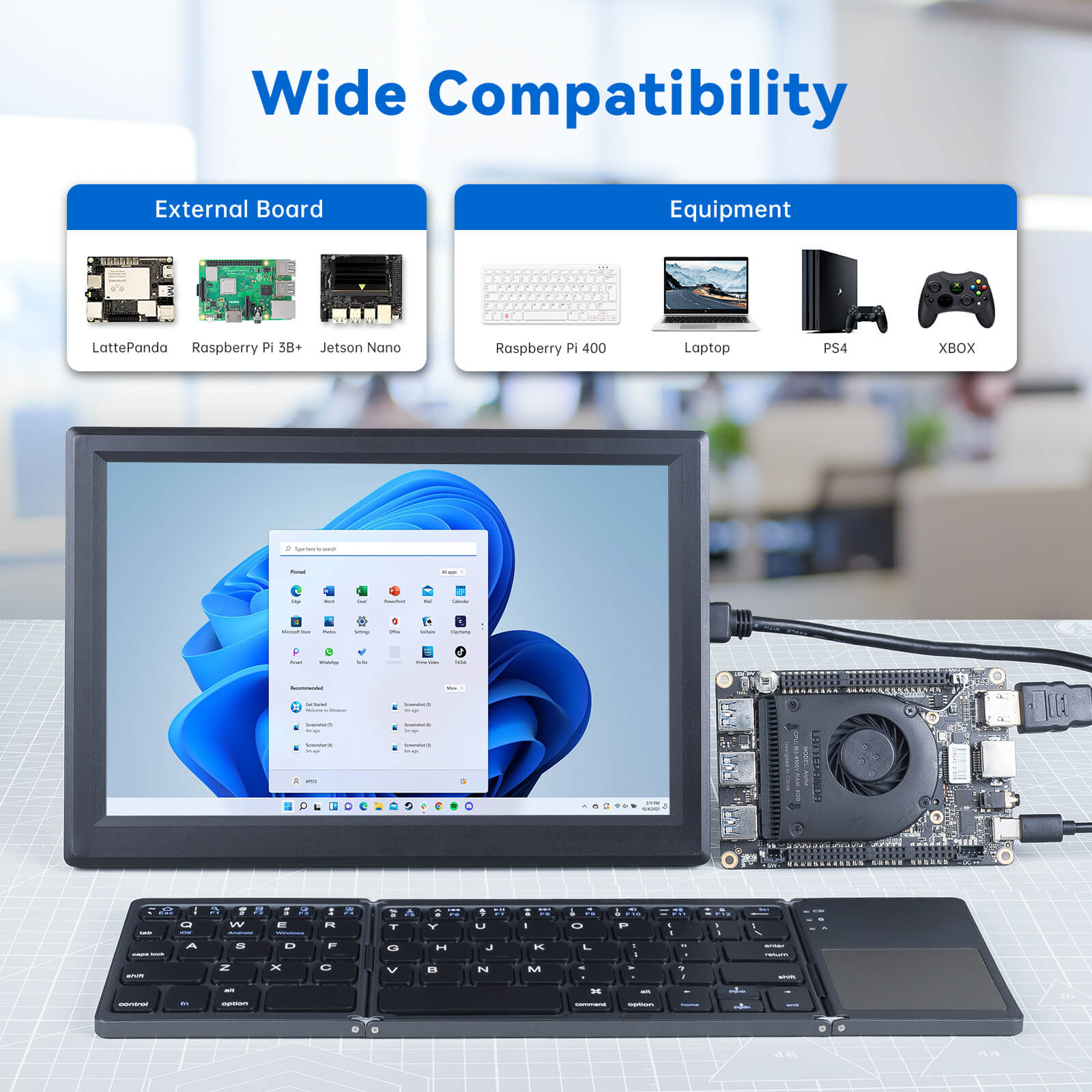 10.1'' Raspberry Pi 4B LCD IPS Display Portable Monitor with High Reso