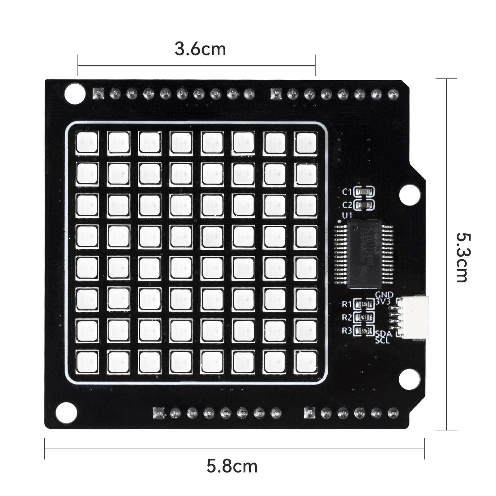 RGB 8x8 64 LED Matrix Panel Compatible with Arduino Individually Addre
