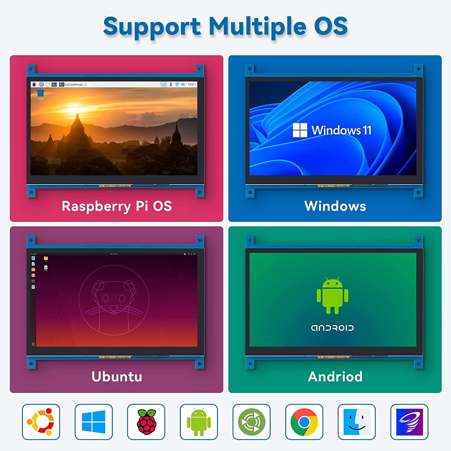 SunFounder Raspberry Pi 5 4 Display Touchscreen 7 Inch HDMI 1024×600 ...